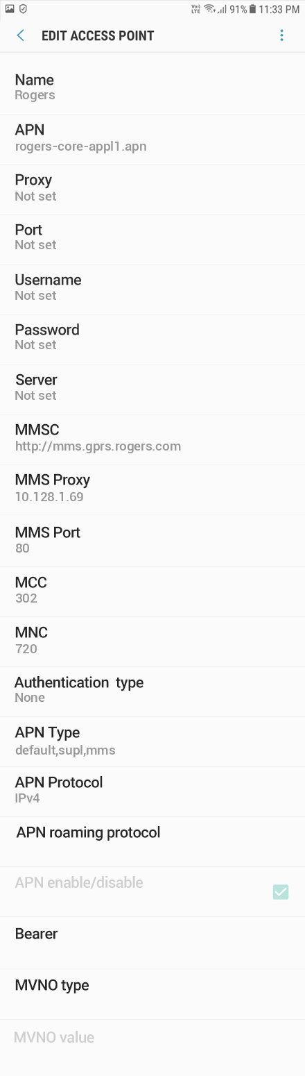 Rogers APN settings for Oppo A15s - APN Settings Canada